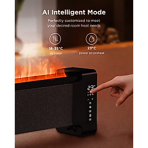 AIRMATE Electric Fireplace Heater 45"& Humidifier 2in1 with Remote, Silent 35dB Linear Fireplace Realistic Flame, Thin Indoor Fireplace Electric for the Living Room, 1200w LED Touch Control, 24H Timer