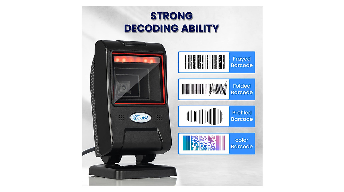 OBZ 1D 2D Desktop Barcode Scanner - Efficient & Hands-Free
