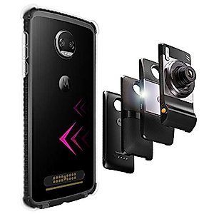 Casewe – Motorola Moto Z2 Force Flexible TPU Protective Bumper Case Cover/Compatible with Moto Mods - Black & Clear