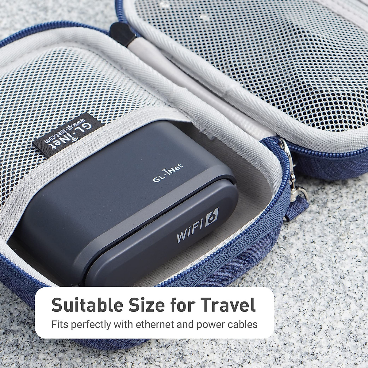 GL.iNet GL-MT3000 (Beryl AX) Pocket-Sized Wi-Fi 6 AX3000 Wireless Travel Gigabit Router & Gadget Organizer Case (Blue)