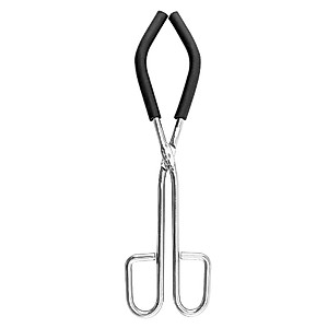 QWORK Beaker Tongs, 2 Pack, Chrome-Plated Iron, Rubber Coated Ends, for 50mL - 2000mL Capacity Beaker