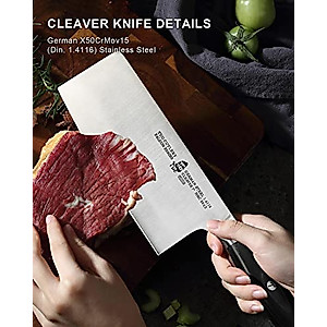 TUO Cleaver Knife, 7 inch Chinese Cleaver Vegetable Meat Cleaver Knife, High Carbon Stainless Steel Chopping Knife with Ergonomic