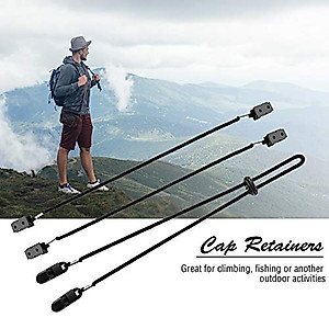 Black Adjustable Hat Strap Clips Windproof Strap Clips Retainers Anti-Lost Strap with Cord Locks for Sports (Classic Style)