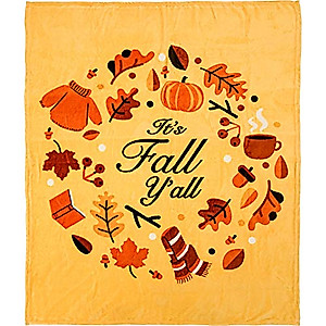 Infinity Republic It's Fall Y'all Holidays Super Plush Blanket - 50x60 Soft Throw Blanket - Perfect for Cuddle Season & Holiday Gifts!