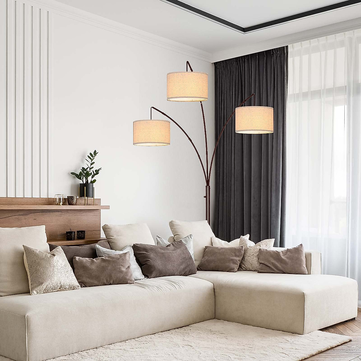 PARTPHONER Arc Floor Lamps for Living Room, Modern Floor Lamp Tall Standing Lamps, Multi-Arm Trilage Arched Floor Lamp for Bedroom Lounge Home Office, Oil Rubbed Bronze