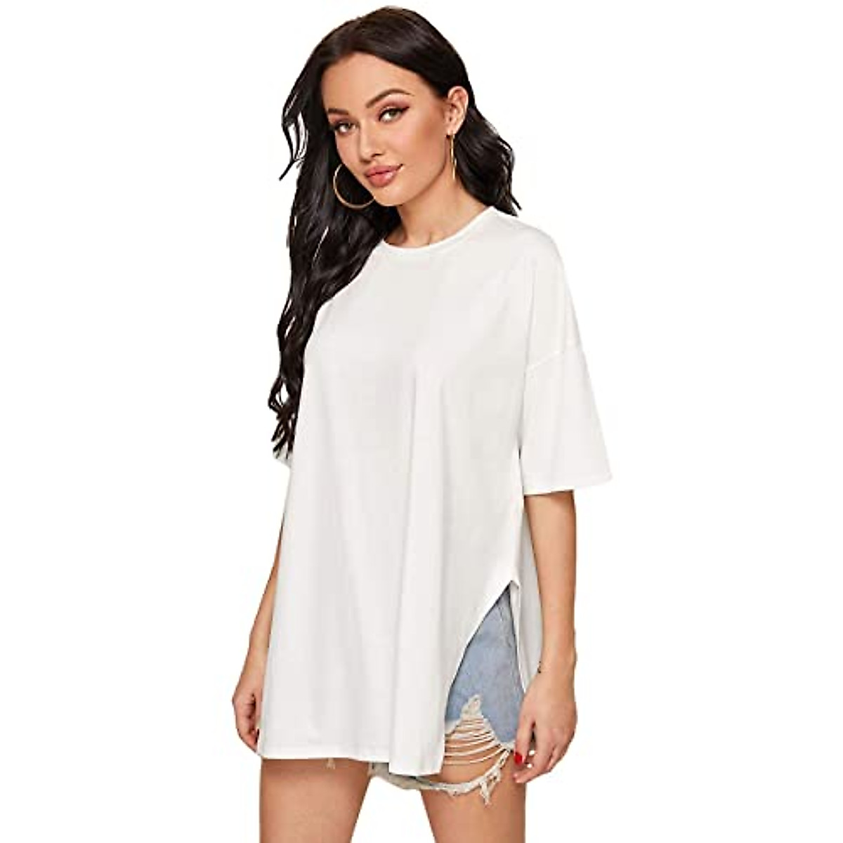 Floerns Women's Casual Basic Short Sleeve Loose T-Shirt Tee Tops A White S