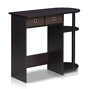 Furinno Go Green Home Laptop Notebook Computer Desk/Table with 2 Drawer Bins, Dark Walnut