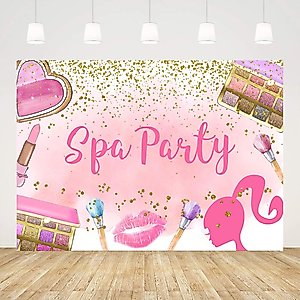 Ticuenicoa Make Up Spa Party Backdrop 7x5ft Pamper Party Decorations Supplies for Girl Princess Woman Pink Beauty Makeup Birthday Photography Background Banner Photo Studio Props