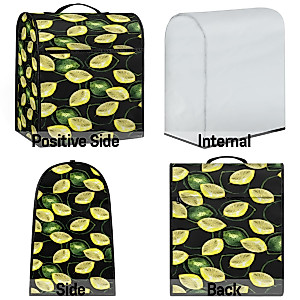 Lemon Slice Appealing Mixer Cover Dustproof Stand Mixer Covers Compatible with 6/7/8 Quart Kitchen Mixer, 4 Pockets for Mixer Accessories