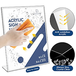 Danoni Clear Acrylic Sign Holder - 6Pack 8.5x11'' Flyer Document Brochure Display Holder with Vertical Slant Back for Office Desktop - Plastic Menu Stands Plastic Paper Holders for Restaurant Tabletop