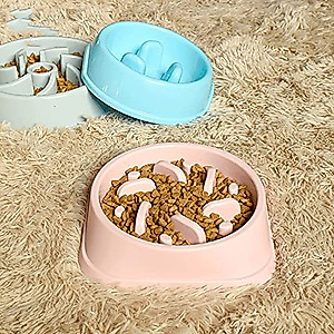 FUUIE Bowls for Food and Water Portable Pet Dog Feeding Food Bowls Puppy Slow Down Eating Feeder Dish Bowel Prevent Obesity Dogs Supplies (Color : Blue)