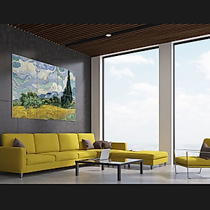 JBER Art Acoustic Panels Decorative, 6 Pack Acoustic Panels Art for Wall Decoration with Self Adhesive, Suitable for Recording Studio, Home Soundproof Wall Panels, 72x48inch (WHEAT FIELD AND CYPRESS)