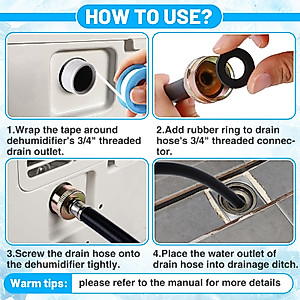 Leakproof Dehumidifier Drain Hose 3/4" FHT - 5 FT Thickened Dehumidifier Hose with Rustproof Durable Connector, No Kink and Easily Coilable, Fits for Most of Dehumidifiers