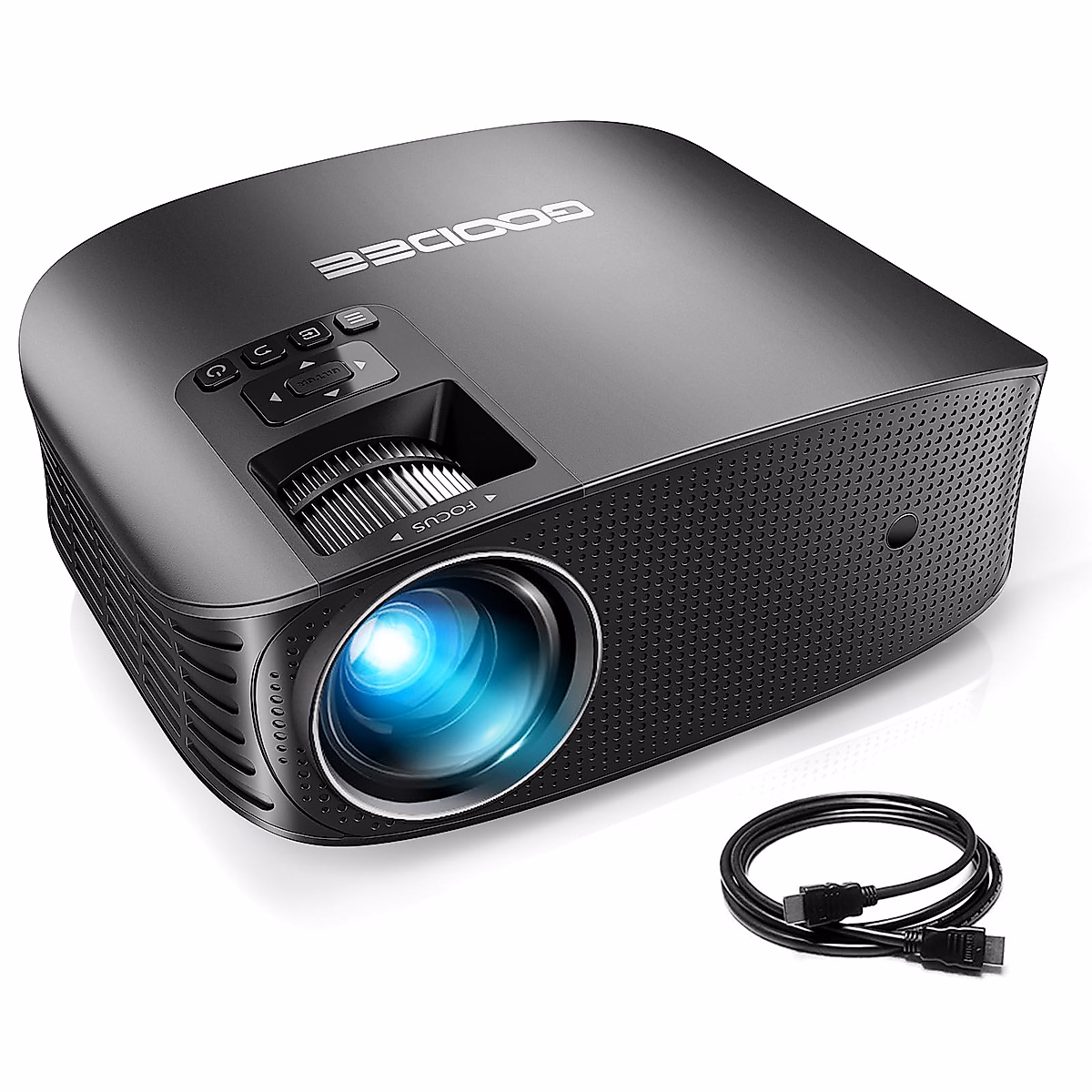 Projector, GooDee 2023 Dolby Native 1080P Video Projector, 9500L Outdoor Movie Projector, 230" Supported Home Projector, Compatible with Fire TV Stick, PS4, HDMI, VGA, AV and USB, Black (YG600)