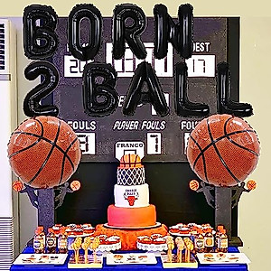 JOYMEMO Basketball Themed 2nd Birthday Party Decorations Boys, Born 2 Ball Basketball Foil Balloons for 2 Years Old It's Game Time Basketball Decor, Sport Theme Birthday Party Supplies