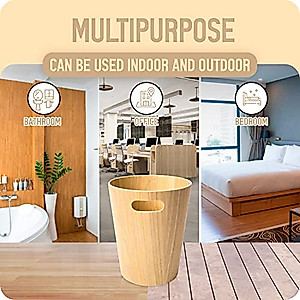 LUXE + WILLOW Wooden Trash Can Bedroom, Bathroom & Office Waste Basket Small Slim Design