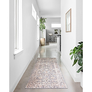 Loloi II Skye Collection SKY-01 Grey/Apricot 5'-0" x 7'-6", 13" Thick,Area Rug,Soft,Durable,Vintage Inspired,Distressed,Low Pile,Non-Shedding,Easy Clean,Printed,Living Room Rug