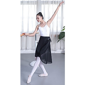 HOEREV Adult Sheer Wrap Skirt Ballet Skirt Ballet Dance Dancewear, Medium, Black