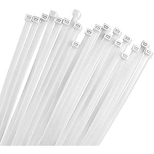 12" White Zip Cable Ties (100 Pack), 40lbs Tensile Strength - Heavy Duty, Self-Locking Premium Nylon Cable Wire Ties for Indoor and Outdoor by Bolt Dropper (White)