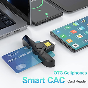 USB C DOD Military Type C Common Access CAC Smart Card Reader and ID CAC Card Reader,Compatible with Mac Os, Windows,Linux-Mini Foldable