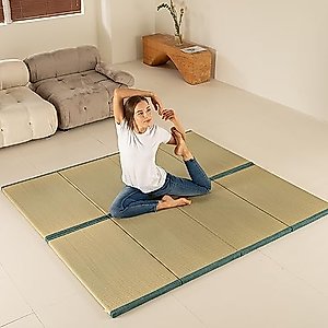 MustMat Japanese Floor Mattress Foldable Tatami Mats Folding Tatami Futon Mattress Rush Grass Floor Bed 35.4"x78.7"x1.2"(2 Piece Set)