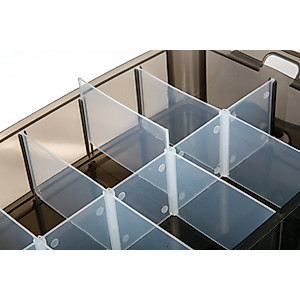 LifeSmart USA Stackable Storage Container Black 50 Adjustable Compartments Compatible with Lego Dimensions LOL Surprise Littlest Pet Shop Arts and Crafts and More (5 Tier)