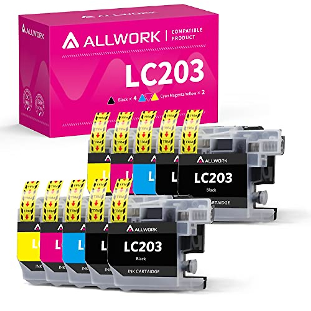 ALLWORK (10 Pack Compatible Ink Cartridge Replacement for Brother LC203 LC203XL LC201 LC201XL for Brother MFC-J460DW J480DW J485DW J680DW J880DW J885DW J4320DW J4420DW J4620DW J5620DW J5520DW J5720DW