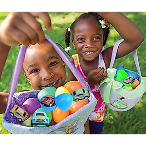 YIMIPHER 12 Filled Easter Eggs with Pull Back Cars, Toy Prefilled Plastic Easter Egg for Kids, Easter Hunt Party Favors Basket Stuffers, Easter Goodie Bags Fillers