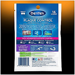 DenTek Easy Brush Plaque Control Interdental Cleaners, Tight, 16 Count, 6 Pack