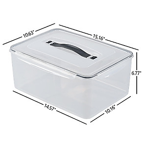 Innouse 4-Pack Sealed Food Storage Containers with Lid, Clear Plastic Storage Boxes Bin with Handle