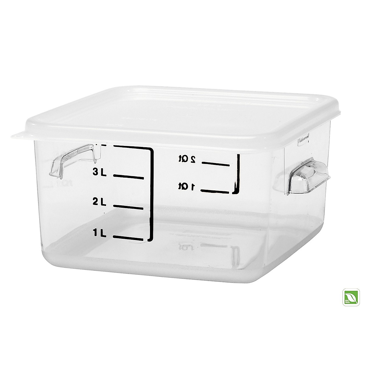 Rubbermaid Commercial Products-FG630400 Plastic Space Saving Square Food Storage Container For Kitchen/Sous Vide/Food Prep, 4 Quart, Clear, LID SOLD SEPARATELY (Pack of 2)