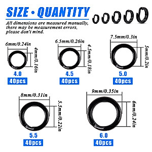 Stainless Steel Split Ring for Fishing Lures 200pcs Jig Split Ring Saltwater Fishing Tackle Line Connector Split Rings Freshwater Loop for Lure Making (Black)