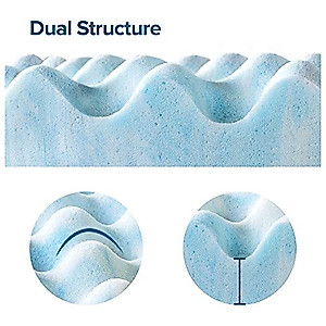 ZINUS 2 inch Swirl Gel Cooling Memory Foam Mattress Topper, Cooling Airflow Design, CertiPUR-US Certified, Light Blue, Full
