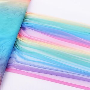 SAYUAN 64 inch by 8 Yards Rainbow Tulle Fabric Tulle Mesh for Rainbow Tutu Skirt Table Skirt DIY Crafting Wedding Birthday Party Baby Shower Decoration