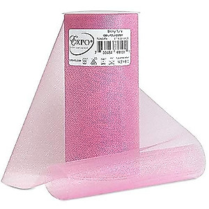Expo Shiny Tulle Spool of 25-Yard, Pink