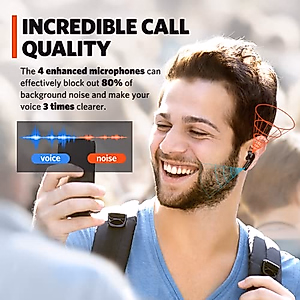 EarFun Air Wireless Earbuds, [Upgraded Version] [What Hi-Fi Awards] Bluetooth Earbuds with 4 Mics, Sweatshield IPX7 Waterproof, Game Mode, Wireless Charging, Deep Bass, USB-C Fast Charge, 35Hrs, Black