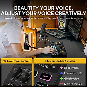 MAONO Podcast Equipment Bundle Audio mixer All-in-One Podcast Production Studio with 3.5mm Microphone for Live Streaming, Podcast Recording, PC, Smartphone, DJ MaonoCaster Lite (AU-AM200-S1)