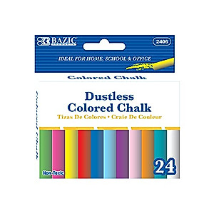 BAZIC Assorted Color Chalk, Standard Size Blackboard Chalkboard Chalks, Great Game Activity for Kids, Art Teacher Office School Home (24/Pack), 1-Pack