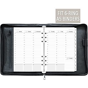 A5 Planner Inserts, Undated Weekly Planner Refills with Coated Monthly Tabs, Daily Schedule, Note Pages, Start Any Time