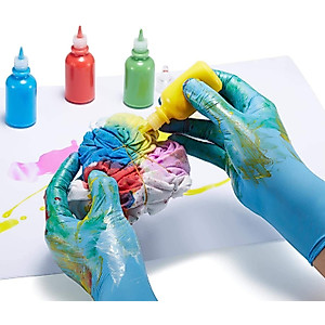 Nitrile Kids Gloves Disposable for 4-10 Years - Latex and Powder Free - for Kids Festival Preparation, Crafting, Painting, Gardening- Blue