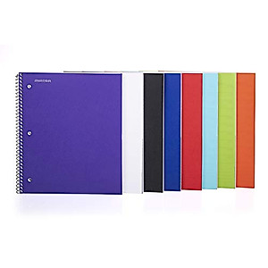 Mintra Office Durable Spiral Notebooks, 1 Subject, (Black, College Ruled 3 Pack), 100 Sheets, Poly Pocket, Moisture Resistant Cover, Strong Chipboard back, For School, Office, Business,