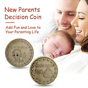New Parent Decision Coin for Mom Dad Baby Pregnancy Gifts for First Time Mommy Daddy New Parents Gifts for Couples Double Sided Funny Decision Making Coin Christmas Birthday Present