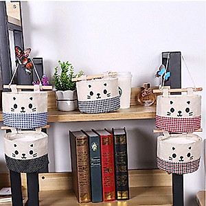 RainbowBaby Over The Door Storage Bags Closet Organizer, Wall-Mounted Hanging Cotton Linen Storage Basket Holder Decor Bin Bag (2 Pack)