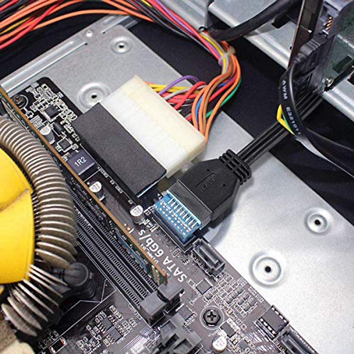 MZHOU SATA USB Extension Cable - USB 3.0 Motherboard Front 19 Pin Male to Female Extension Cable High-Speed Connection (The Interface Faces Outward)