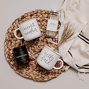 Sweet Water Decor Fall Coffee Mugs | Seasonal 16oz Ceramic Campfire Coffee Cup | Microwave & Dishwasher Safe Autumn Mug Great for Halloween, Pumpkin Spice Lattes & Thanksgiving (Hello Fall)