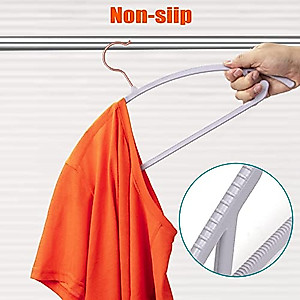 OIKA Hangers 50pack No Shoulder Bump Plastic Suit Hangers - Rose Gold Hooks,Non Slip Space Saving Clothes Hangers, Heavyduty Pants Hangers, Black Hangers