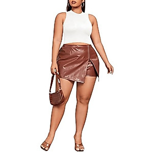 Floerns Women's Plus Size Sleeveless Ribbed Knit Solid Crop Tank Top White 4XL