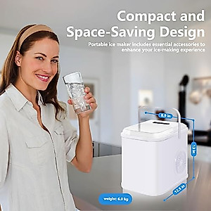 JoyPlanet Countertop Nugget Ice Maker, 8 Ice Cubes Ready in 10 Mins Up to 22lbs of Ice a Day 1.8lbs Ice Capacity Refillable Water Tank for Home Kitchen Office Bar Party (Stainless)