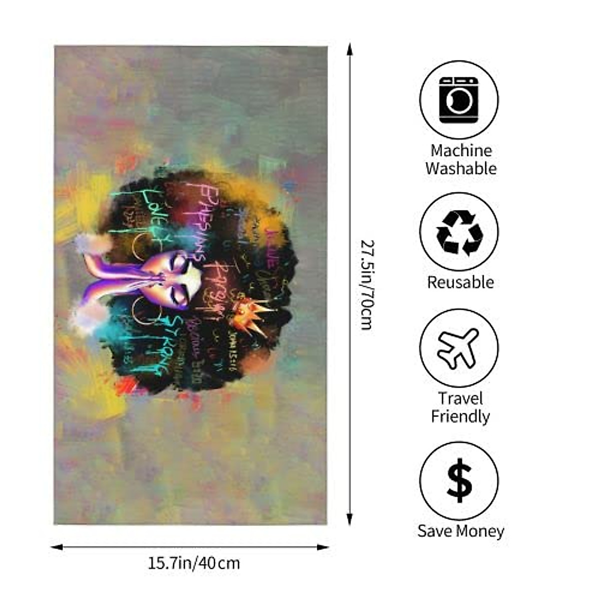 African American Black Girl Bubble Soft Guest Hand Towel Kitchen Towels Washcloths Bathroom Decor for Bathroom,Hotel,Gym and Spa Sport 15.7X27.5 Inch