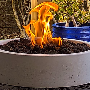 Fire Topper Tabletop Fire Pit Bowl Cast Stone 17-Inch, Outdoor Propane Portable Table Top Firepit Fireplace for Patio - Long-Burning, Safe, Handmade Housewarming Gift (Gray)